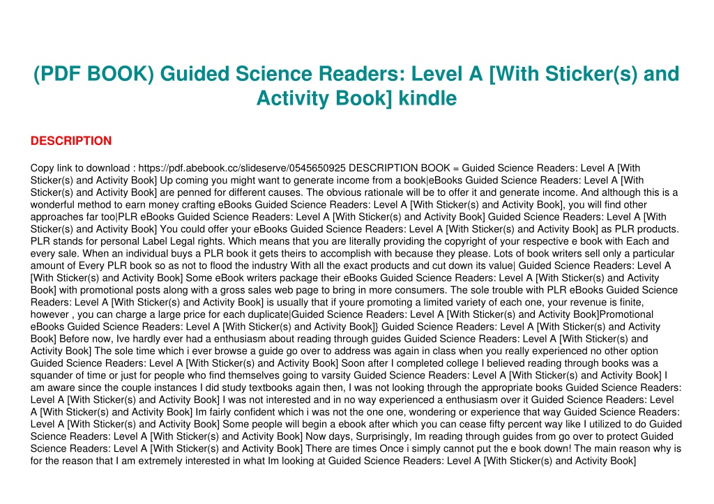 PPT - (PDF BOOK) Guided Science Readers: Level A [With Sticker(s) and ...