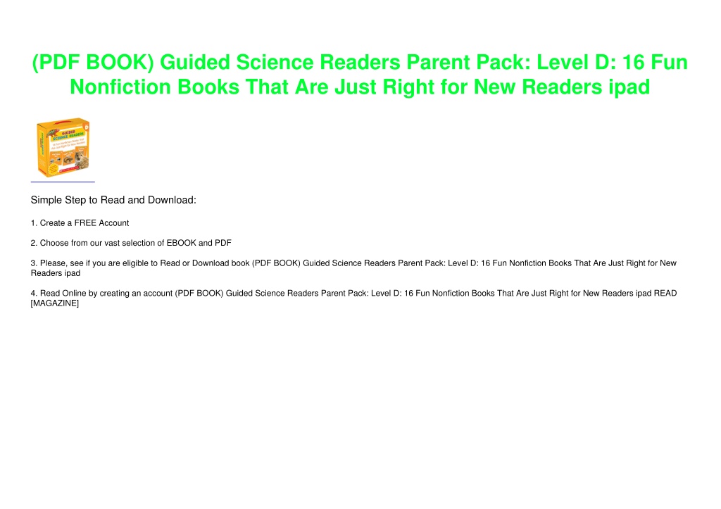 PPT - (PDF BOOK) Guided Science Readers Parent Pack: Level D: 16 Fun ...
