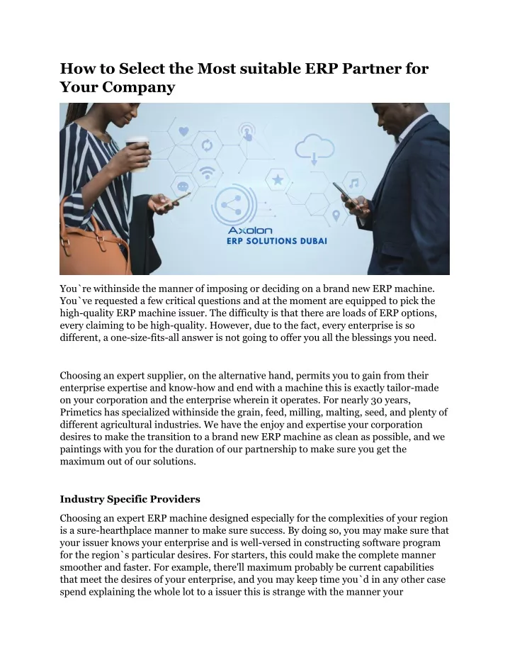 PPT - How to Select the Most suitable ERP Partner for Your Company ...
