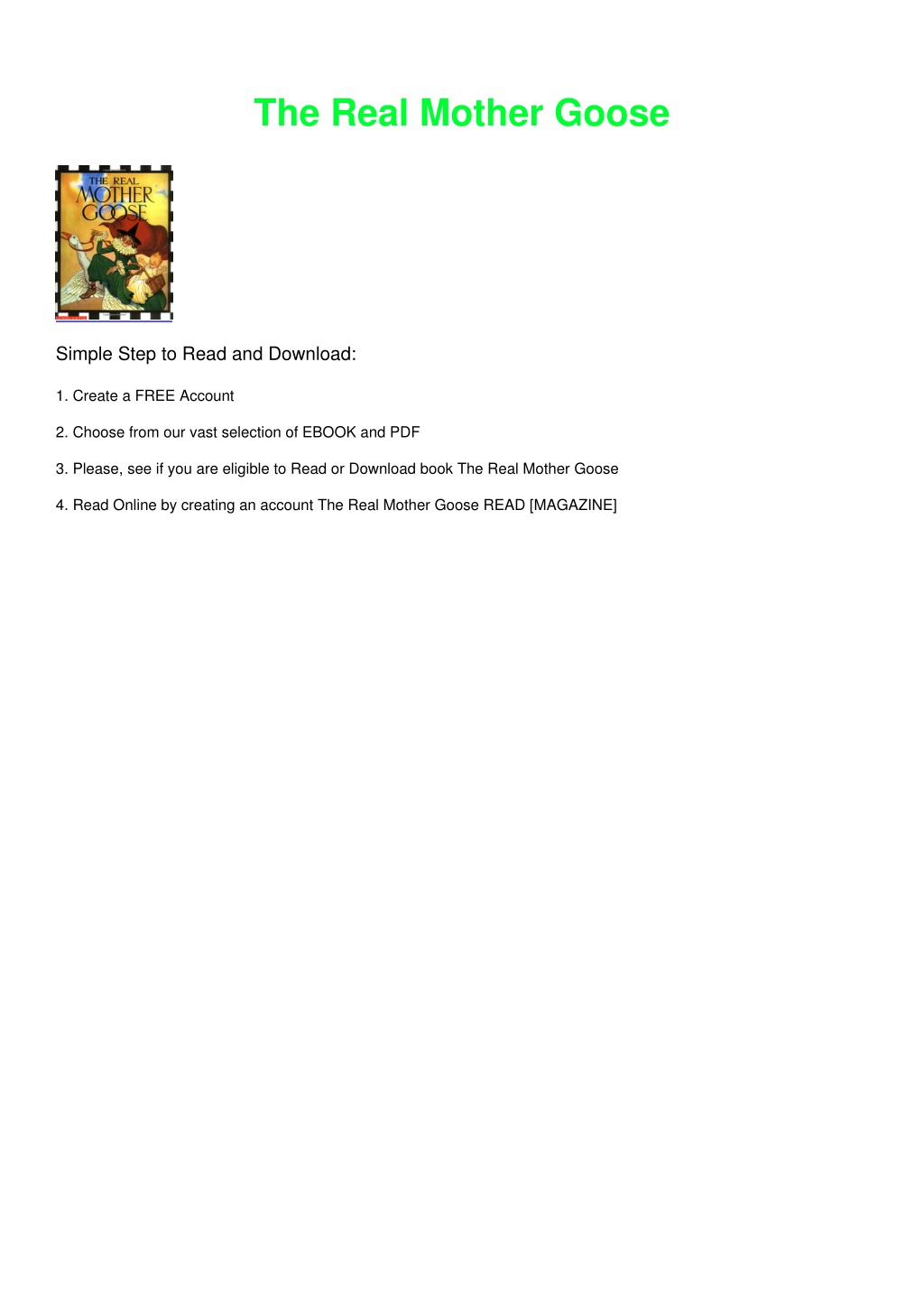 PPT - PDF/BOOK The Real Mother Goose PowerPoint Presentation, free ...