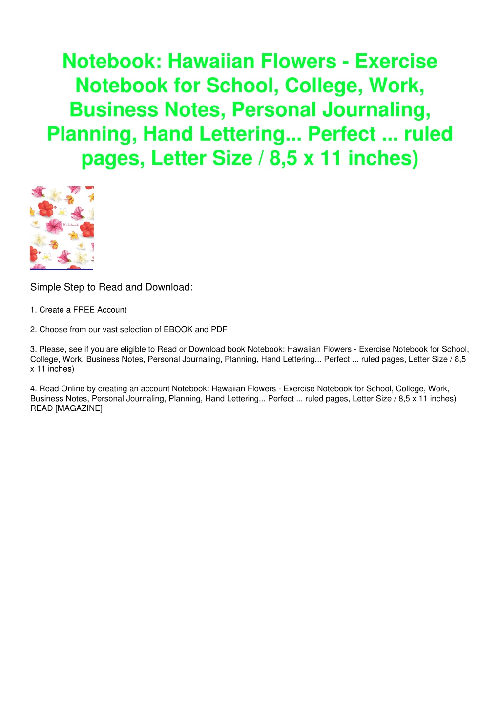PPT - DOWNLOAD/PDF Notebook: Hawaiian Flowers - Exercise Notebook for ...