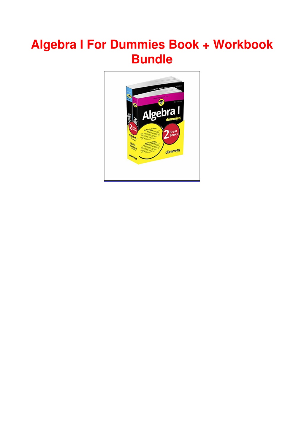 PPT - $PDF$/READ/DOWNLOAD Algebra I For Dummies Book Workbook Bundle PowerPoint Presentation ...