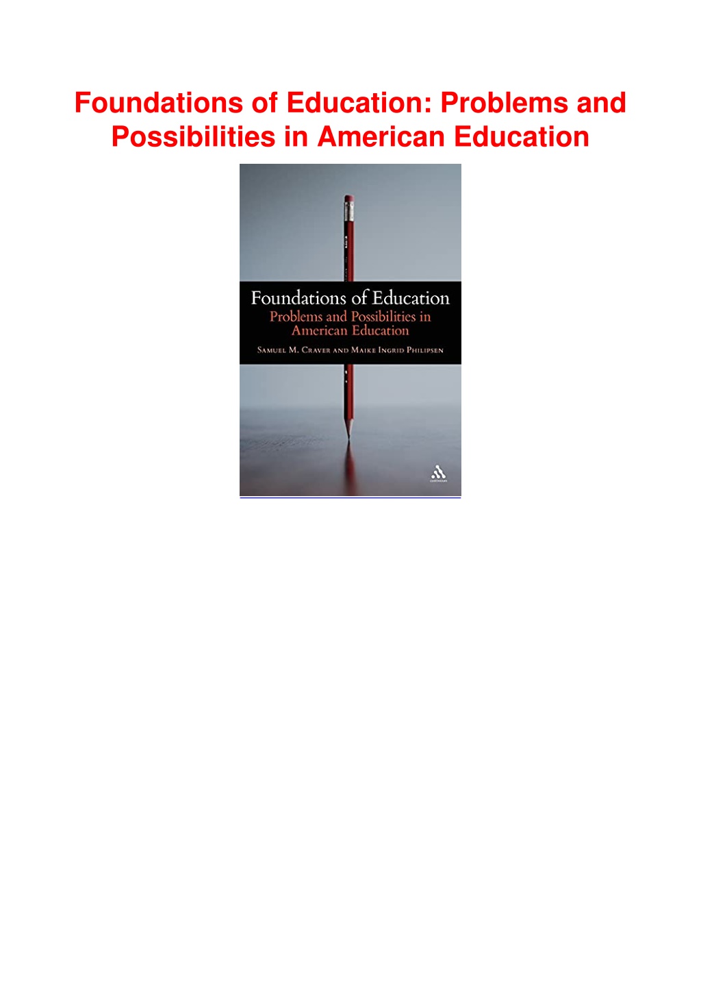 PPT - PDF/BOOK Foundations of Education: Problems and Possibilities in American Educat ...