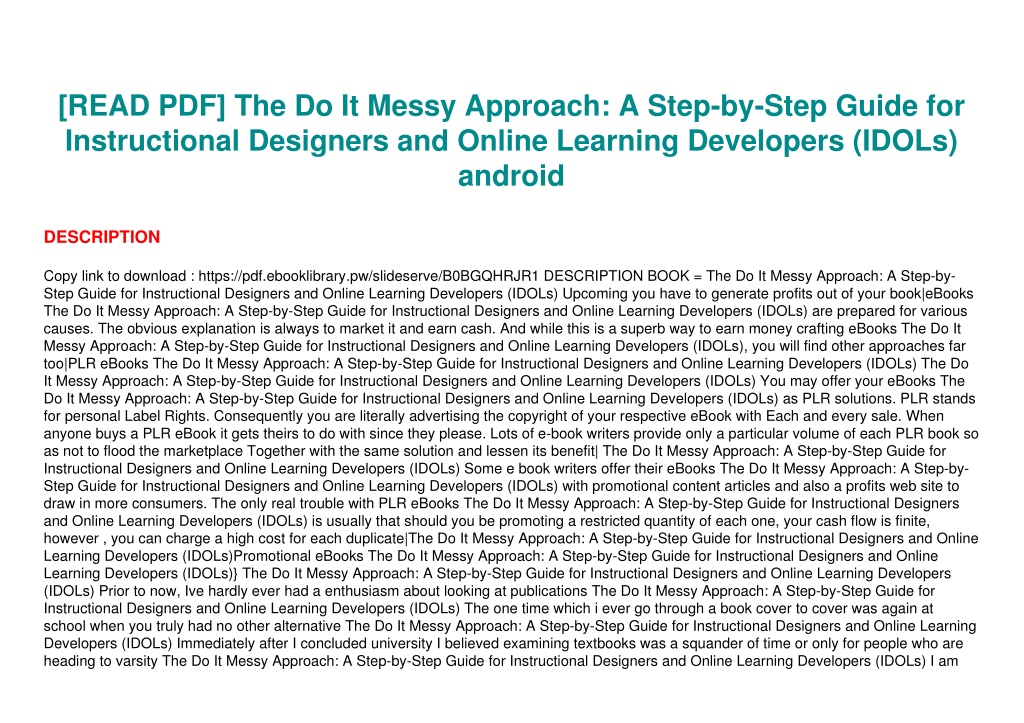 PPT - PDF The Do It Messy Approach: A Step-by-Step Guide for ...