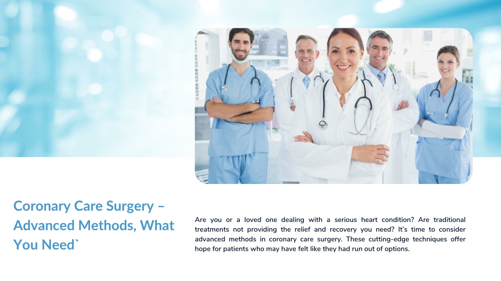 PPT - Coronary Care Surgery - Advanced Methods, What You Need ...