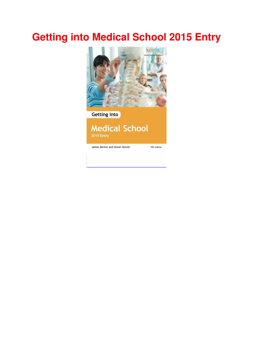 PPT - _PDF_ Getting into Medical School 2015 Entry PowerPoint ...