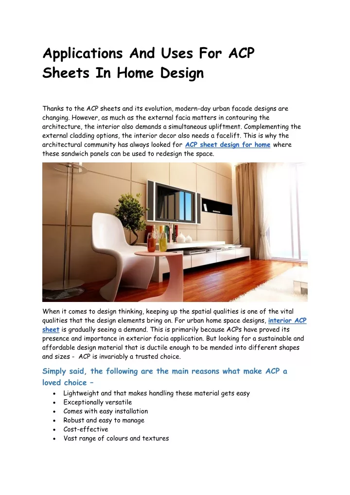 PPT - Applications And Uses For ACP Sheets In Home Design PowerPoint ...