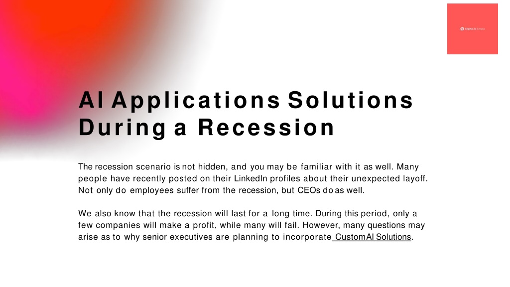 PPT - AI Application Solutions During a Recession PowerPoint ...