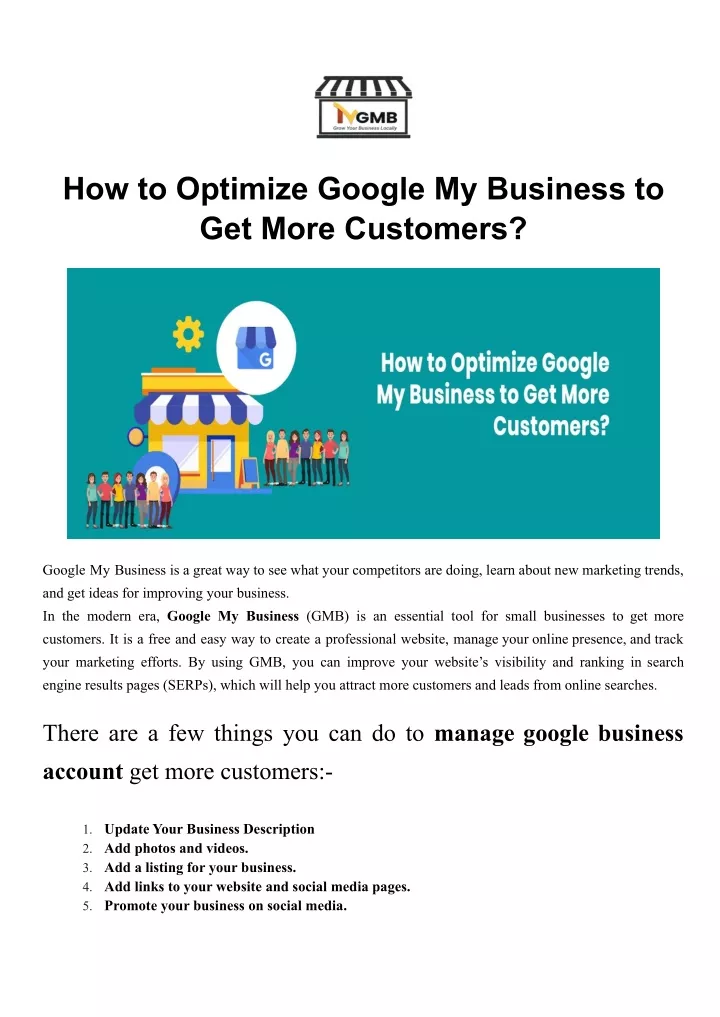 PPT - How to Optimize Google My Business to Get More Customers? PowerPoint Presentation - ID ...