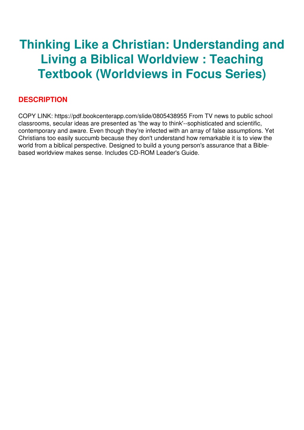 PPT - PDF/READ Thinking Like a Christian: Understanding and Living a ...