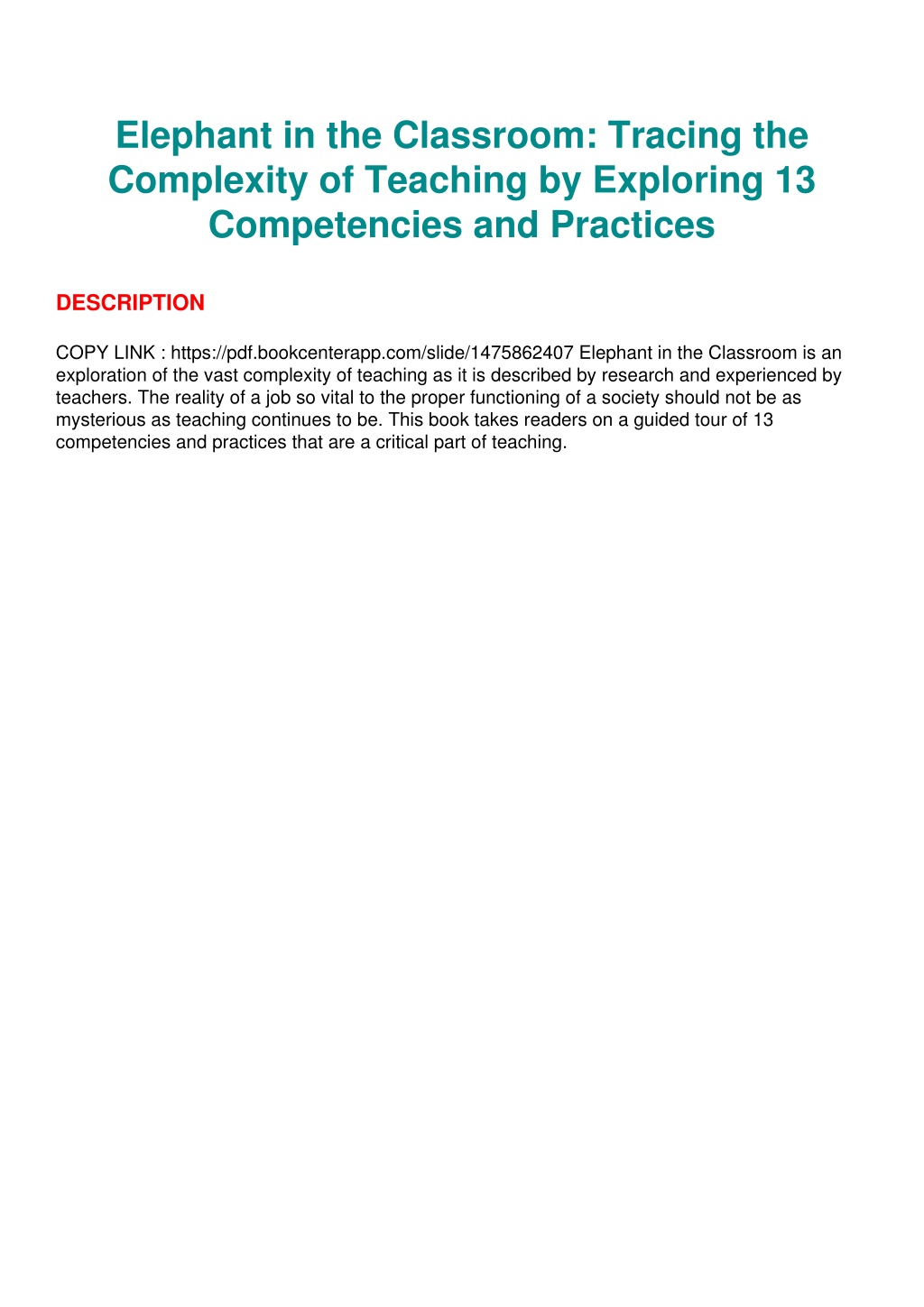 PPT - PDF/READ Elephant in the Classroom: Tracing the Complexity of ...