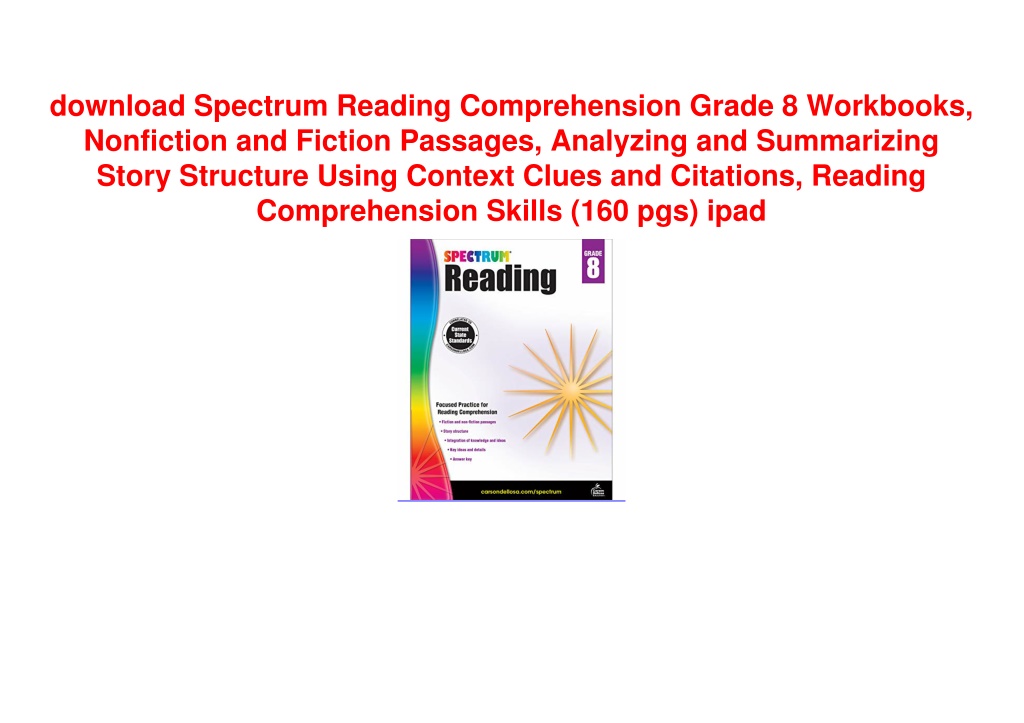 PPT - download Spectrum Reading Comprehension Grade 8 Workbooks ...