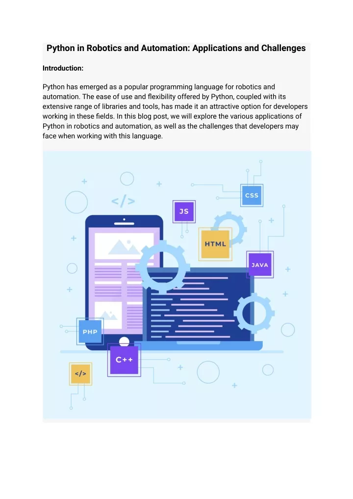 PPT - Python in Robotics and Automation Applications and Challenges ...