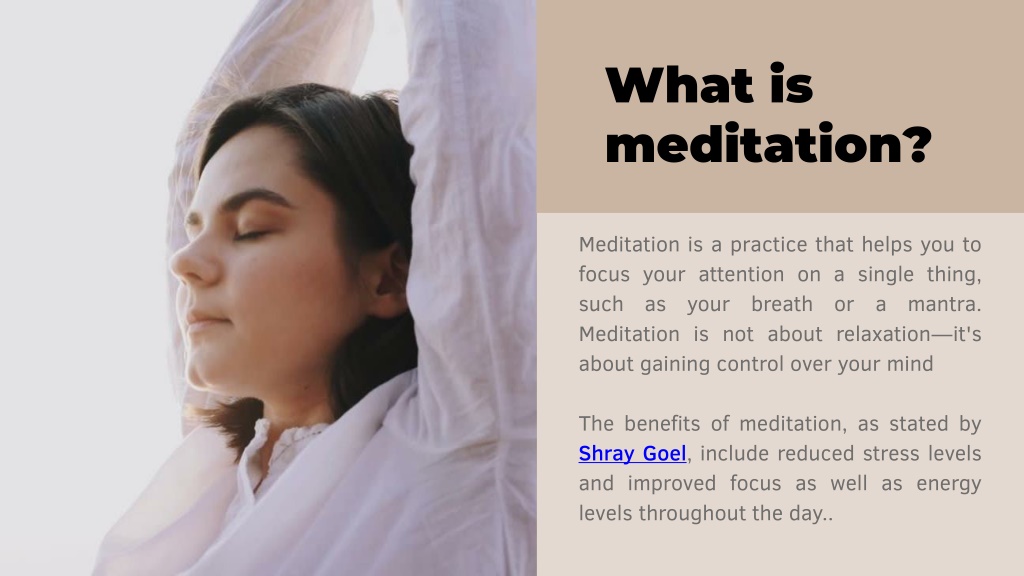 PPT - Shray Goel: The beginner's guide to meditation PowerPoint ...