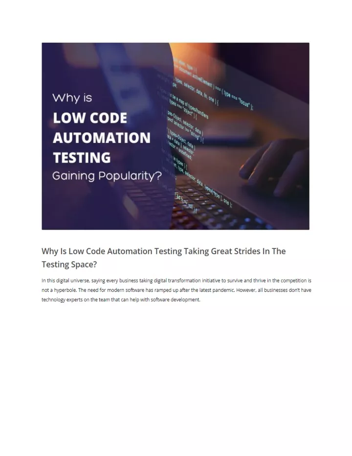 Ppt Why Is Low Code Automation Testing Taking Great Strides In The Testing Space Powerpoint 3631