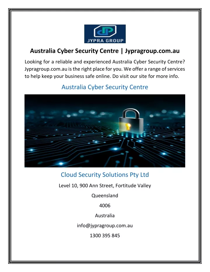 PPT - Australia Cyber Security Centre | Jypragroup.com.au PowerPoint ...