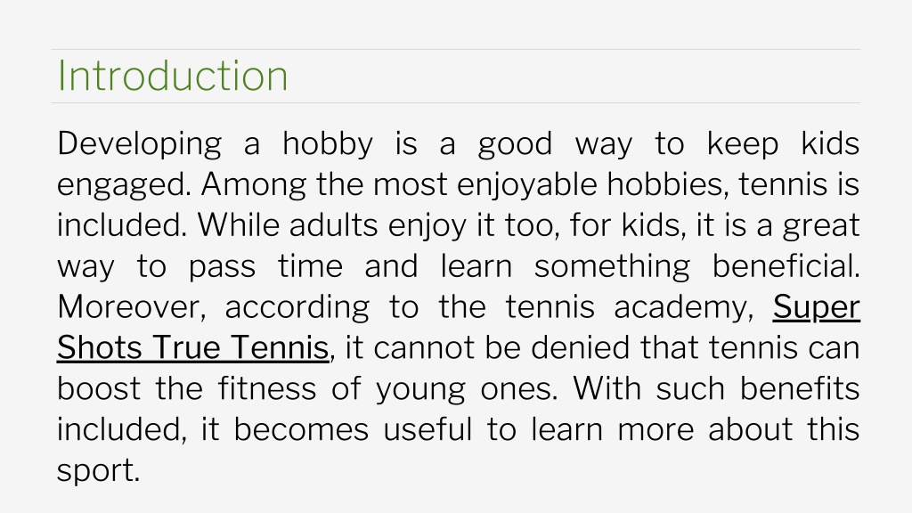 PPT - Playing Tennis as the Best Hobby for Kids PowerPoint Presentation ...