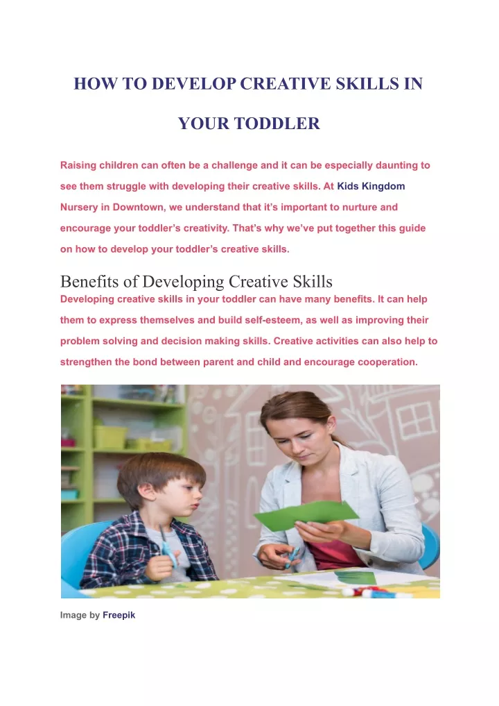 PPT - HOW TO DEVELOP CREATIVE SKILLS IN YOUR TODDLER PowerPoint ...