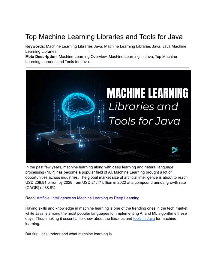 PPT - Top 15 Machine Learning Libraries and Tools for Java PowerPoint ...