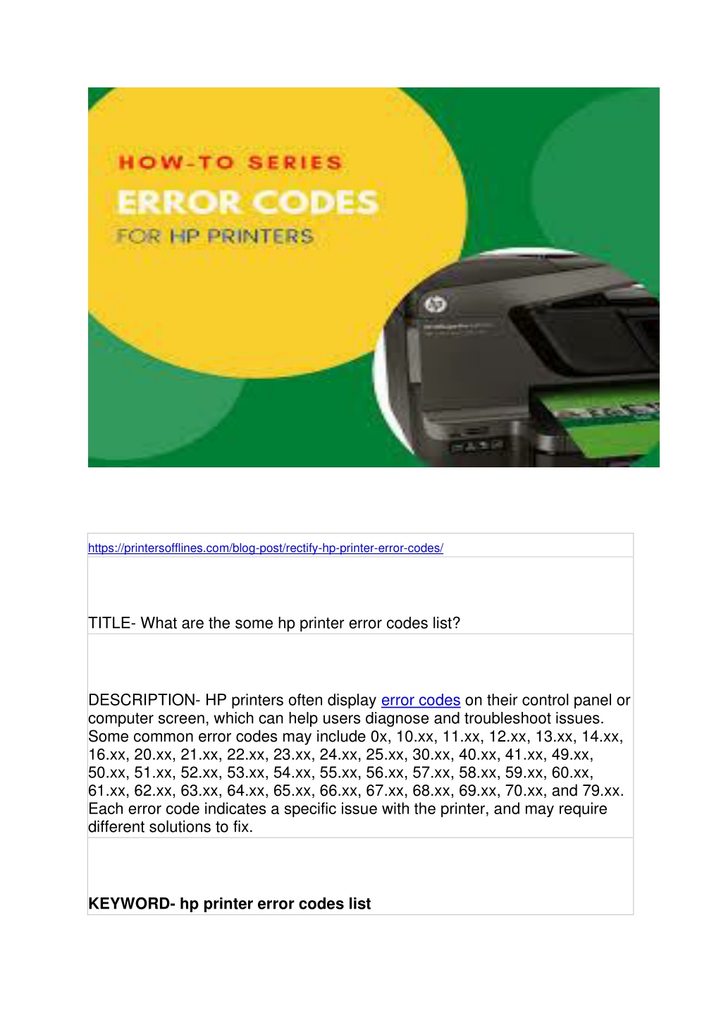 PPT What Are The Some Hp Printer Error Codes List PowerPoint PPT What Are The Some Hp Printer Error Codes List PowerPoint