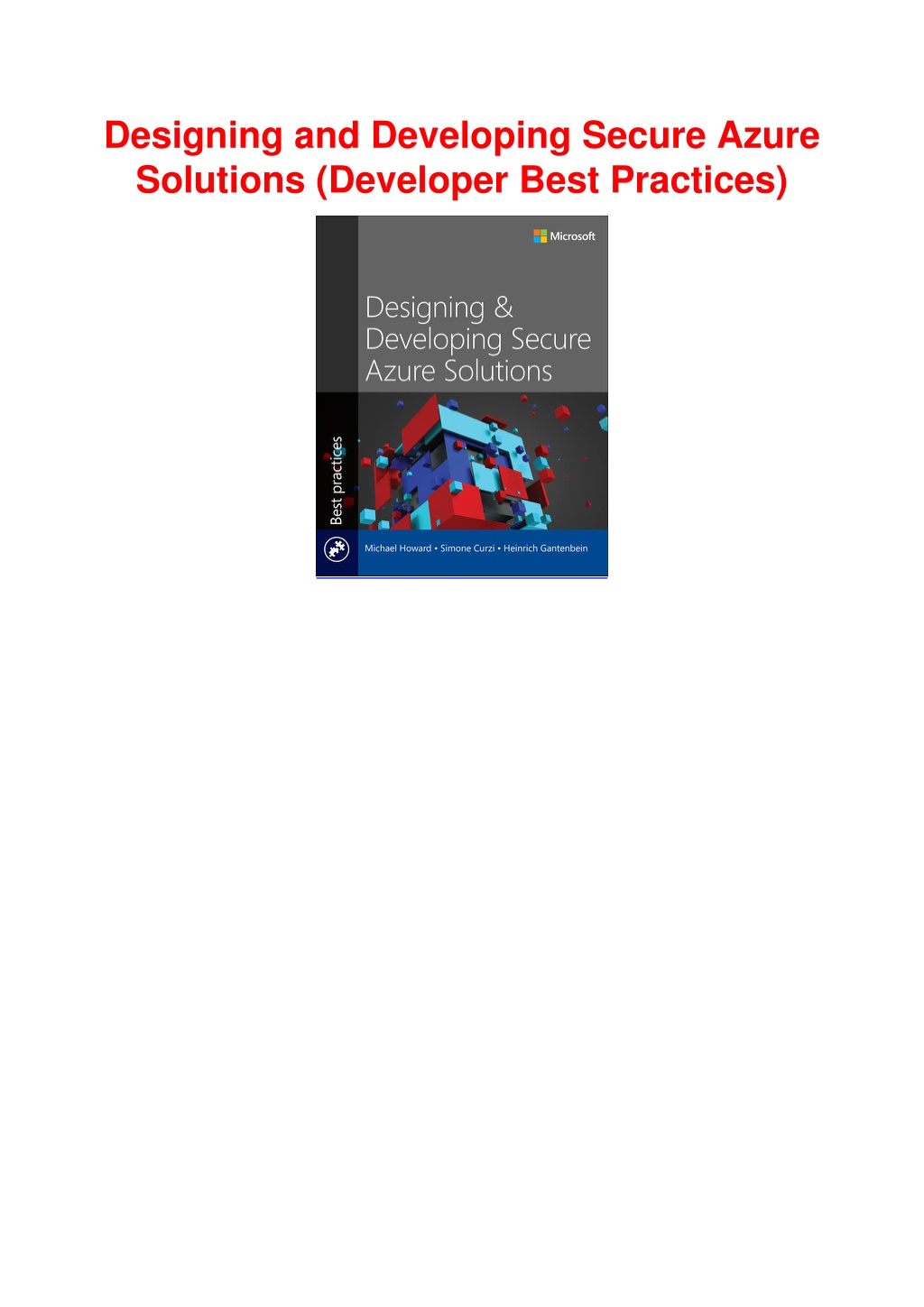 PPT - PDF/BOOK Designing and Developing Secure Azure Solutions ... PPT - PDF/BOOK Designing and Developing Secure Azure Solutions ...