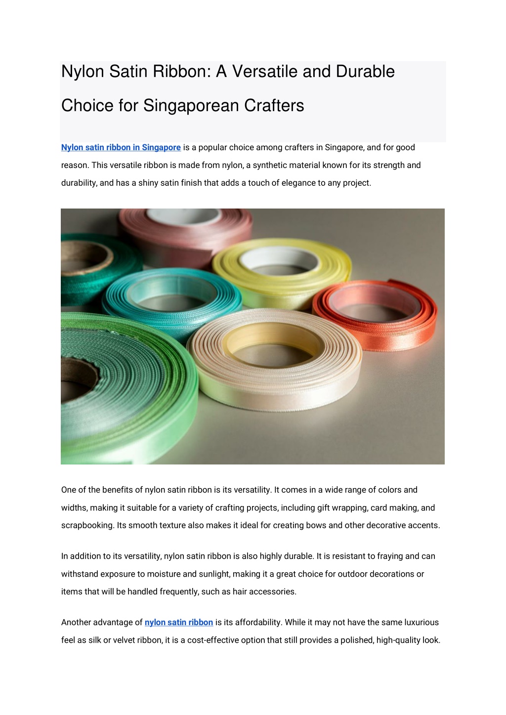PPT - Nylon Satin Ribbon - A Versatile and Durable Choice for ...