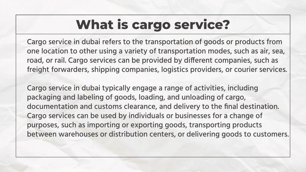PPT - Advantages of cargo service in dubai PowerPoint Presentation ...
