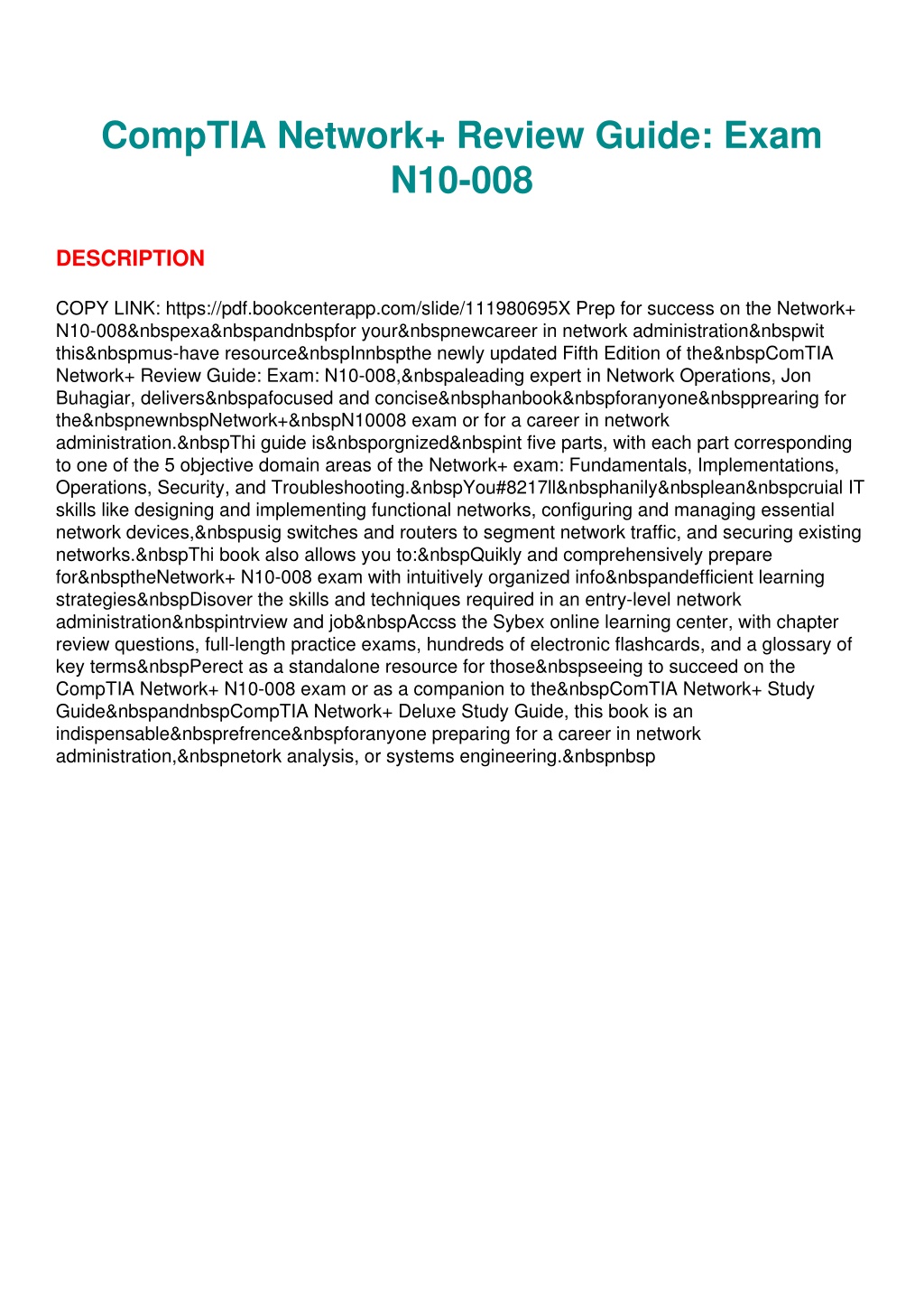 PPT - DOWNLOAD/PDF CompTIA Network Review Guide: Exam N10-008 ... PPT - DOWNLOAD/PDF CompTIA Network Review Guide: Exam N10-008 ...