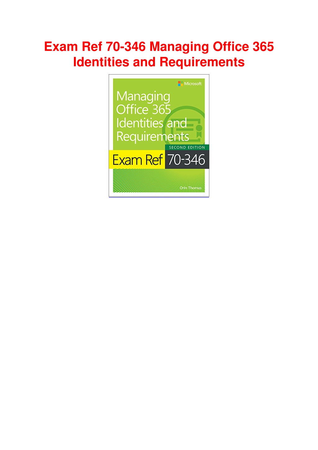 PPT - PDF/BOOK Exam Ref 70-346 Managing Office 365 Identities and ... PPT - PDF/BOOK Exam Ref 70-346 Managing Office 365 Identities and ...