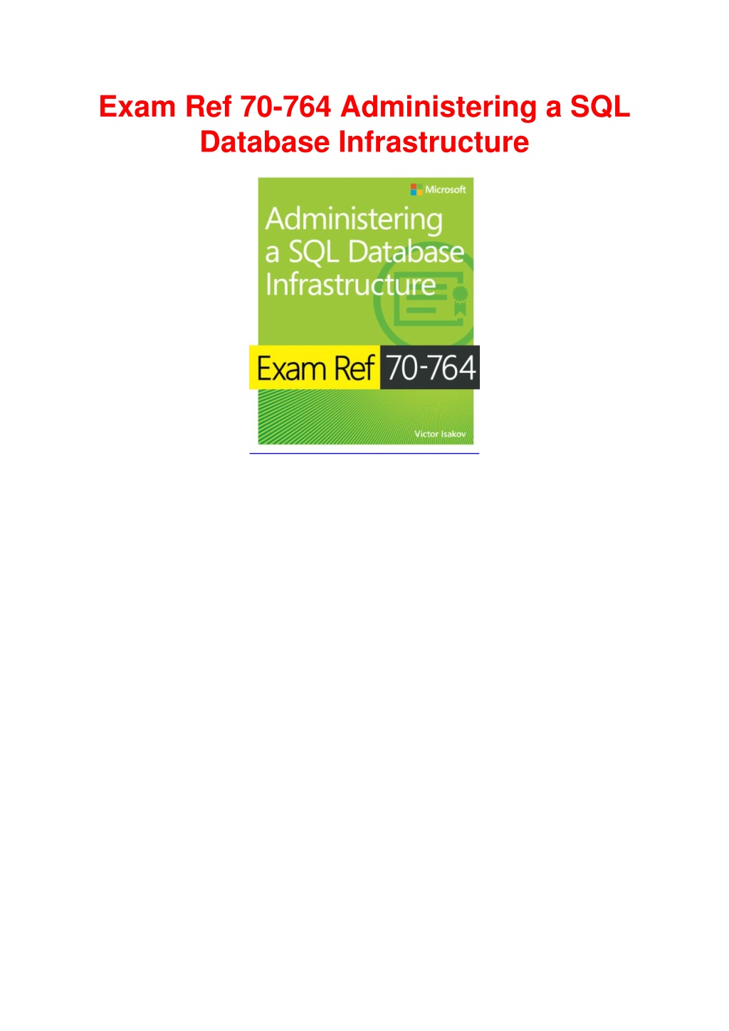 PPT - (PDF/DOWNLOAD) Exam Ref 70-764 Administering a SQL Database ... PPT - (PDF/DOWNLOAD) Exam Ref 70-764 Administering a SQL Database ...