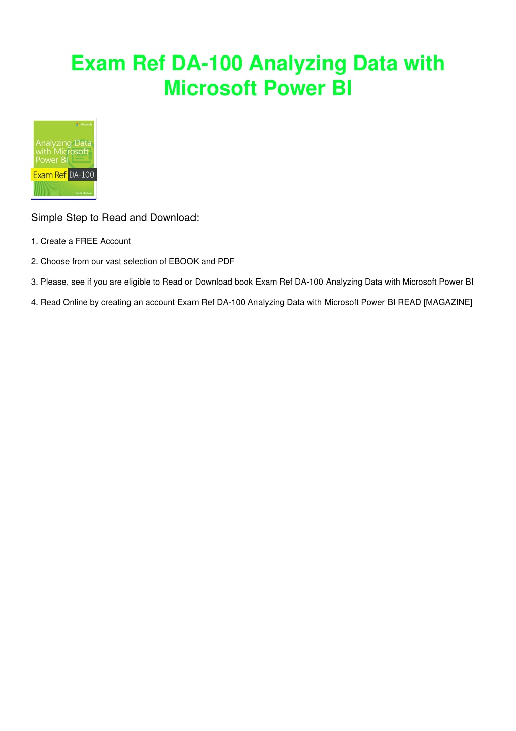 PPT - $PDF$/READ/DOWNLOAD Exam Ref DA-100 Analyzing Data with Microsoft Power BI PowerPoint ...