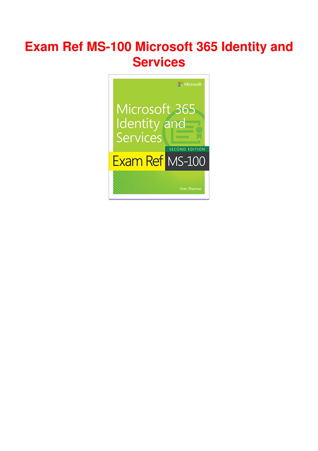 PPT - PDF/BOOK Exam Ref MS-100 Microsoft 365 Identity and Services ...