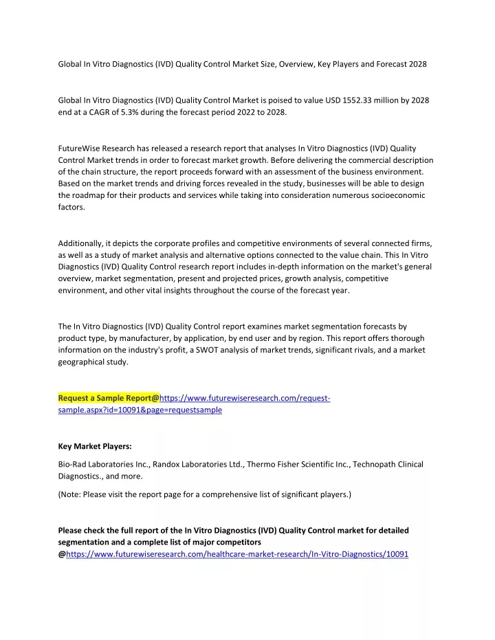 PPT - Global In Vitro Diagnostics (IVD) Quality Control Market Size ...