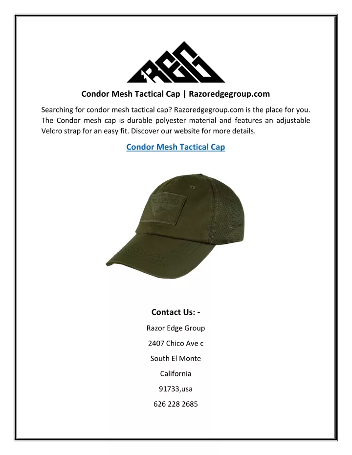 PPT - Condor Mesh Tactical Cap Razoredgegroup.com PowerPoint Presentation - ID:12051202