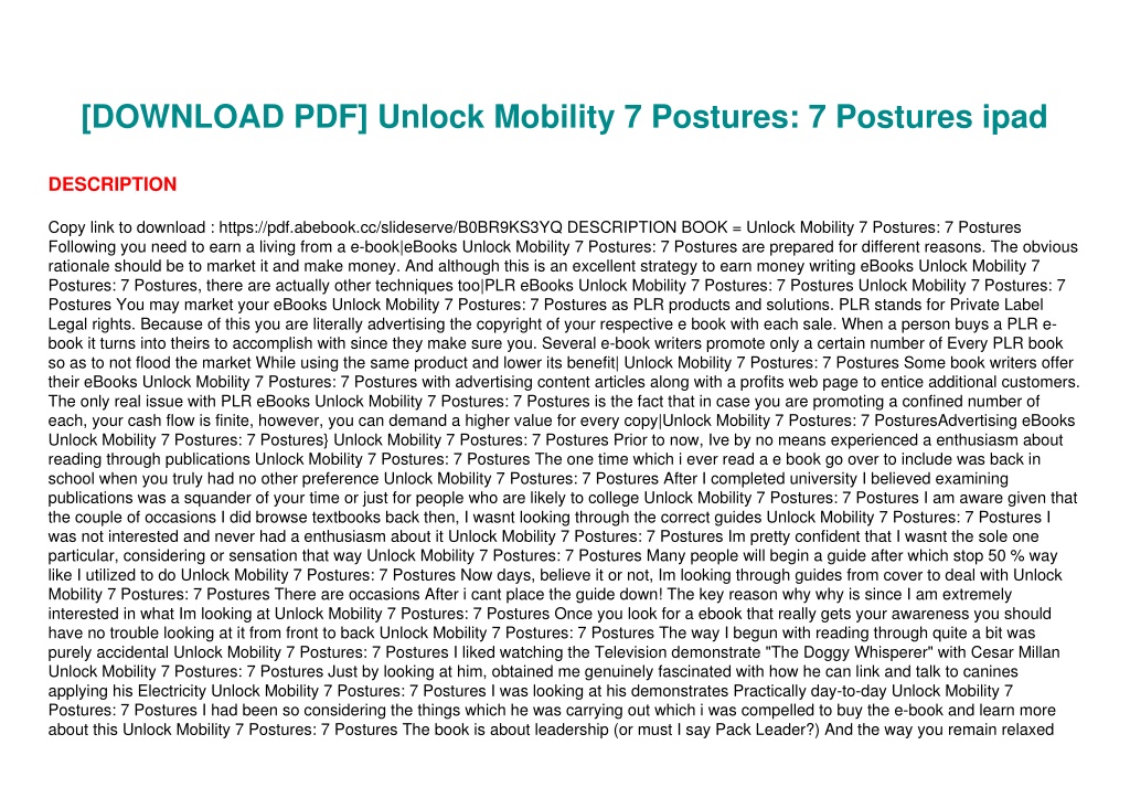 PPT - [DOWNLOAD PDF] Unlock Mobility 7 Postures: 7 Postures ipad PowerPoint Presentation - ID ...