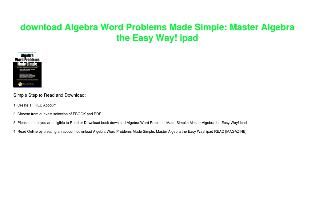 PPT - download Algebra Word Problems Made Simple: Master Algebra the ...