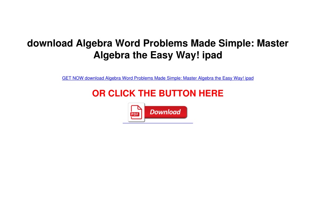 PPT - download Algebra Word Problems Made Simple: Master Algebra the ...