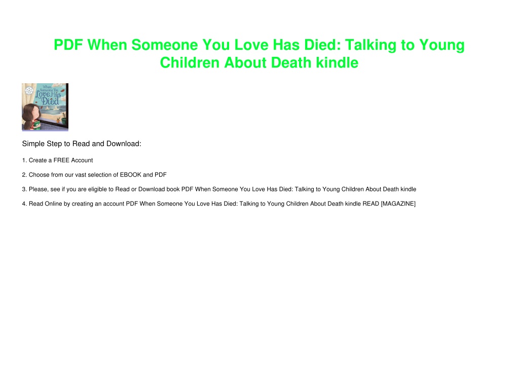 PPT - PDF When Someone You Love Has Died: Talking to Young Children ...