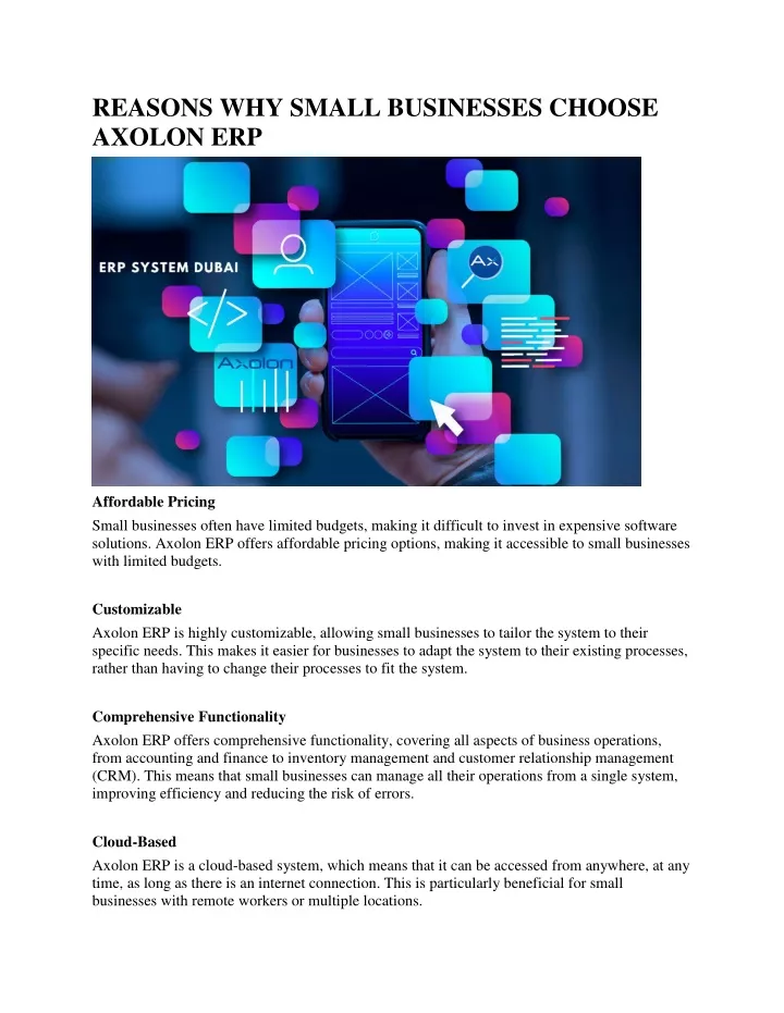 PPT - REASONS WHY SMALL BUSINESSES CHOOSE AXOLON ERP PowerPoint ... PPT - REASONS WHY SMALL BUSINESSES CHOOSE AXOLON ERP PowerPoint ...