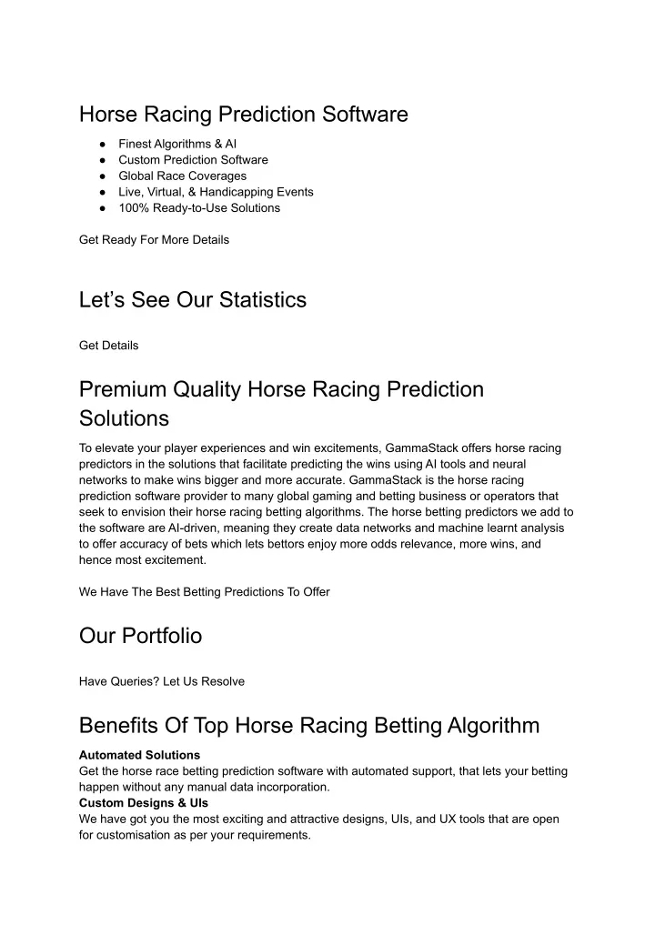 PPT - Horse Racing Prediction Software | GammaStack PowerPoint ...