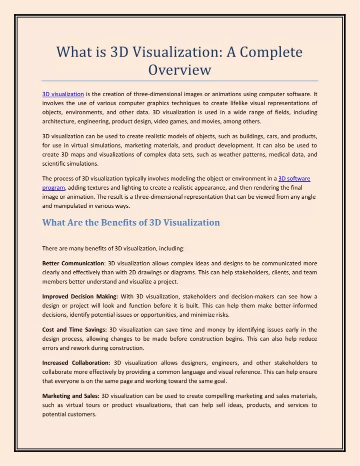 PPT - What is 3D Visualization A Complete Overview PowerPoint ...