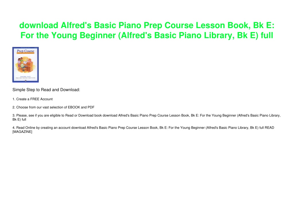 PPT - download Alfred's Basic Piano Prep Course Lesson Book, Bk E: For ...