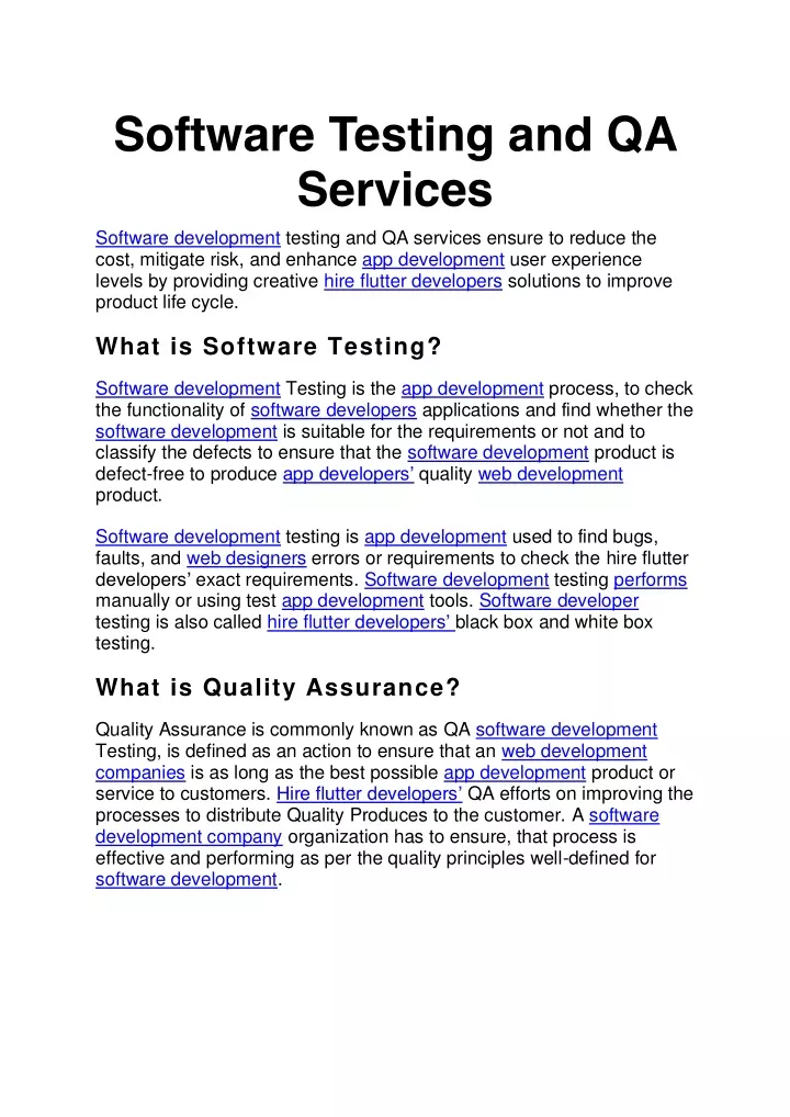 PPT - Software Testing and QA Services PowerPoint Presentation, free ...