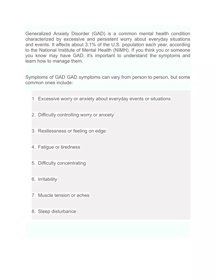PPT - How to identify and manage symptoms of generalized anxiety ...