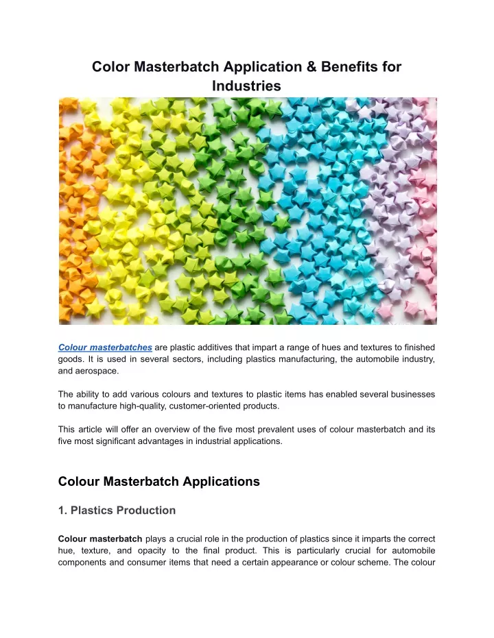 PPT - Color Masterbatch Application & Benefits for Industries - Article ...