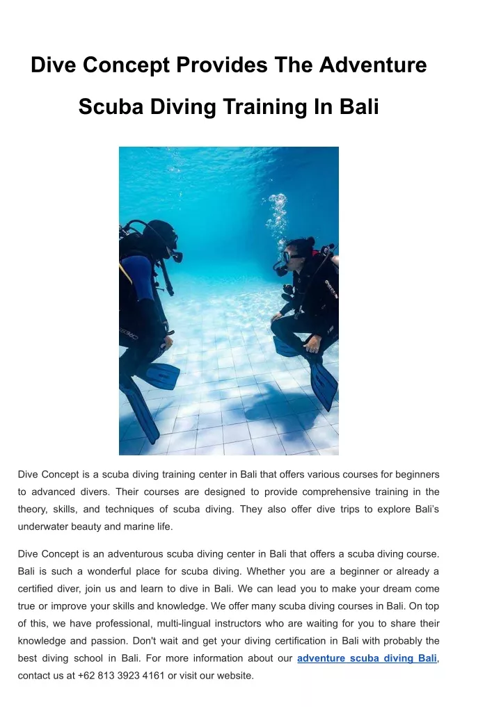 PPT - Dive Concept Provides The Adventure Scuba Diving Training In Bali PowerPoint Presentation ...