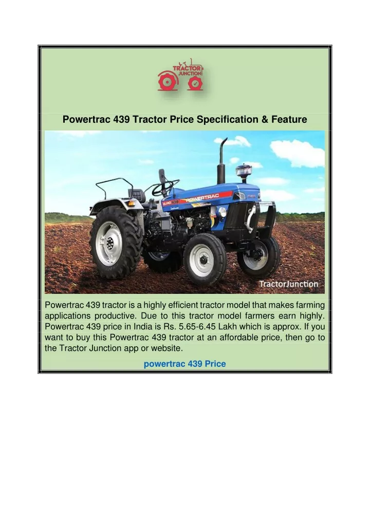 PPT - Powertrac 439 Tractor Price Specification & Feature PowerPoint ...