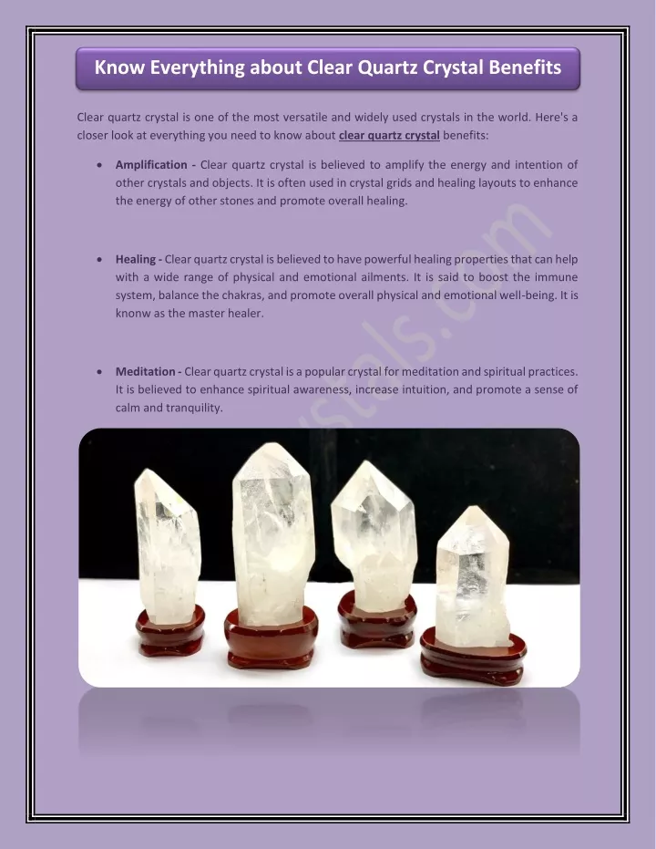 PPT - Know Everything about Clear Quartz Crystal Benefits PowerPoint ...