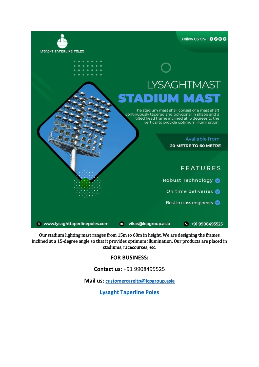 PPT - Best stadium mast manufactures in Tamilnadu PowerPoint Presentation - ID:12062725