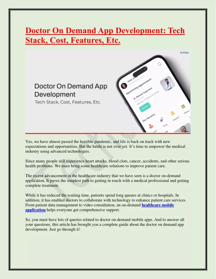 PPT - Doctor On Demand App Development-Tech Stack Cost Features Etc PowerPoint Presentation - ID ...